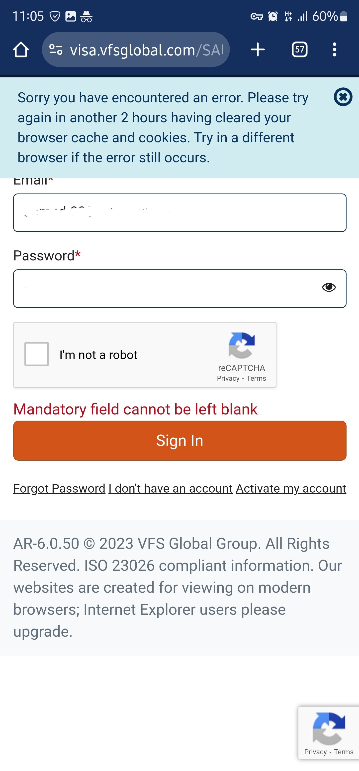 Visa.vfsglobal.com Login