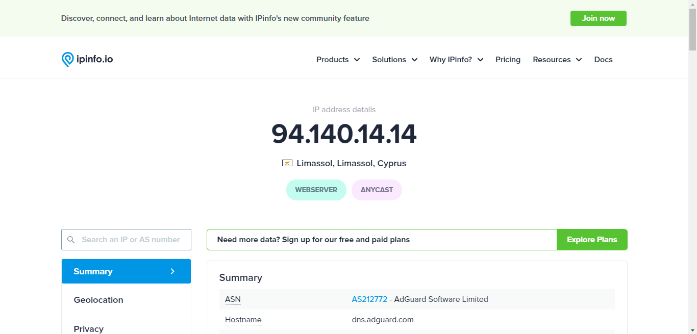 ipinfo.io · Issue #166867 · AdguardTeam/AdguardFilters · GitHub