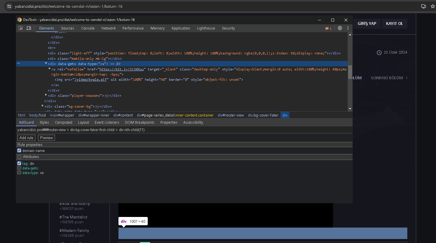 yabancidizi.pro · Issue #171371 · AdguardTeam/AdguardFilters · GitHub